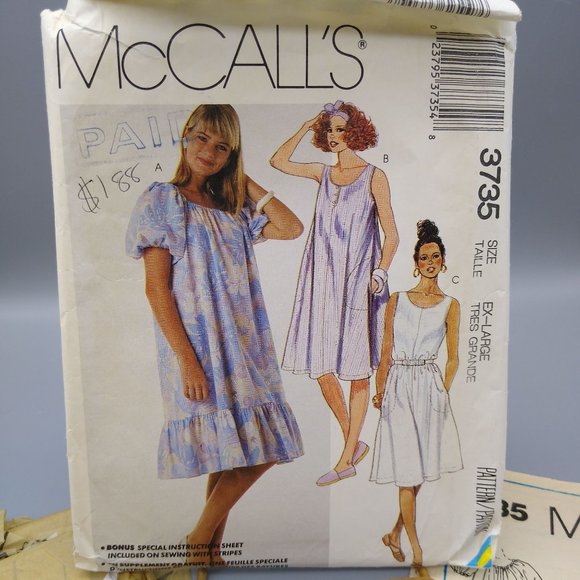 McCall's | Office | Vintage Sewing Pattern Mccalls 3735 Misses 988 ...